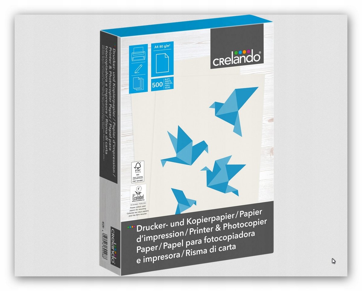 Papier biurowy Crelando format A4 80g 500 arkuszy do drukarek ...