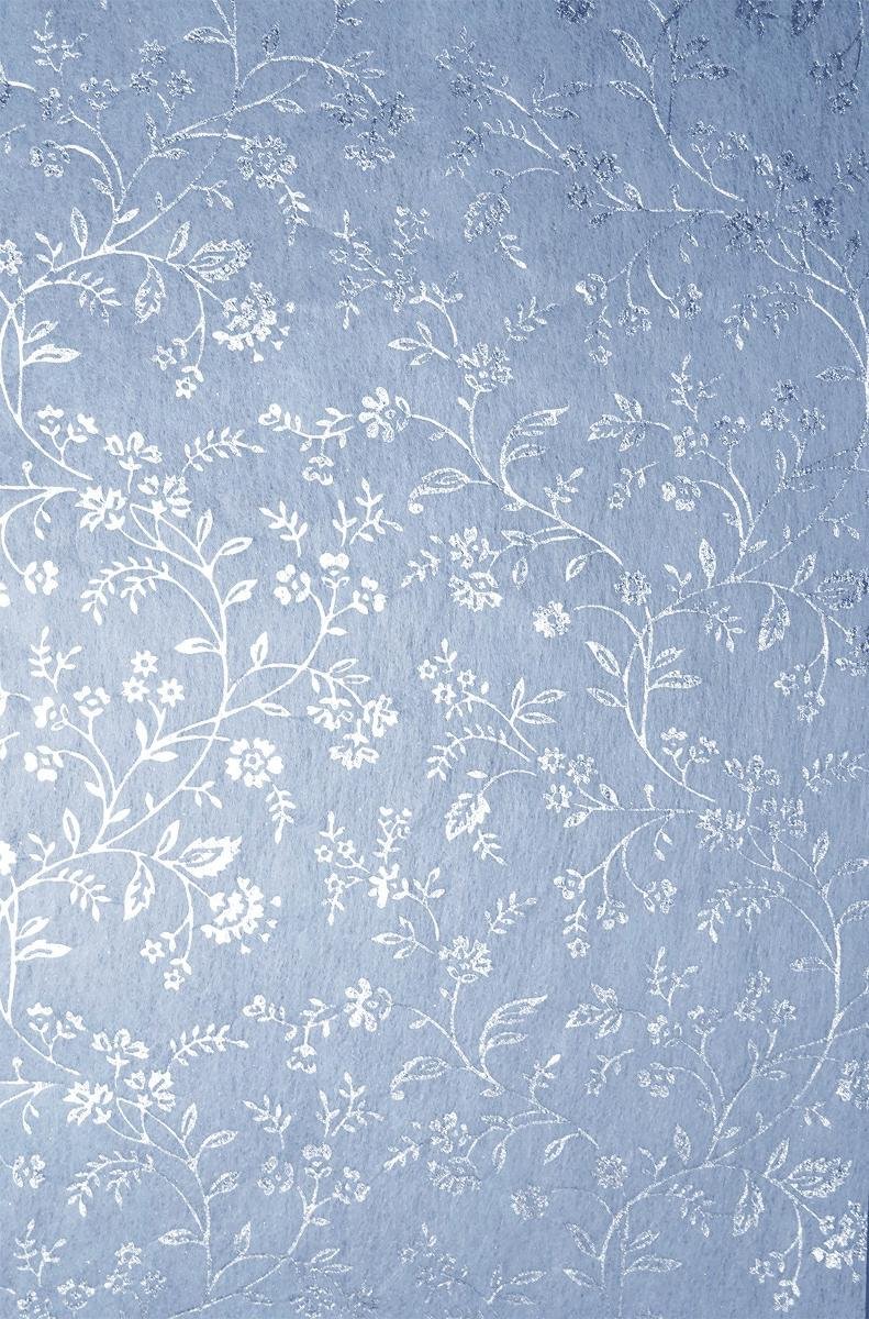 Papier dekoracyjny, flizelina, Orient Paper, niebieski, srebrne kwiatki ...