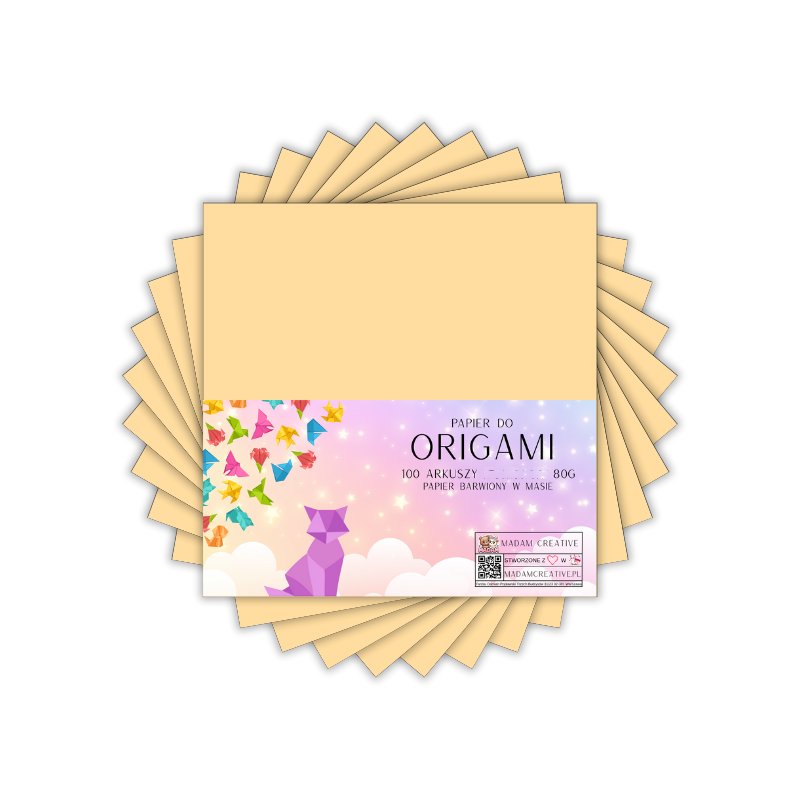 Papier do origami kwadraty 20x20 cm Beż waniliowy 100 arkuszy, MaDam ...