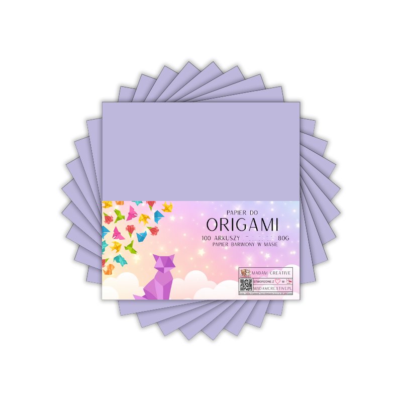 Papier do origami kwadraty 20x20 cm Lawendowy pastelowy 100 arkuszy ...