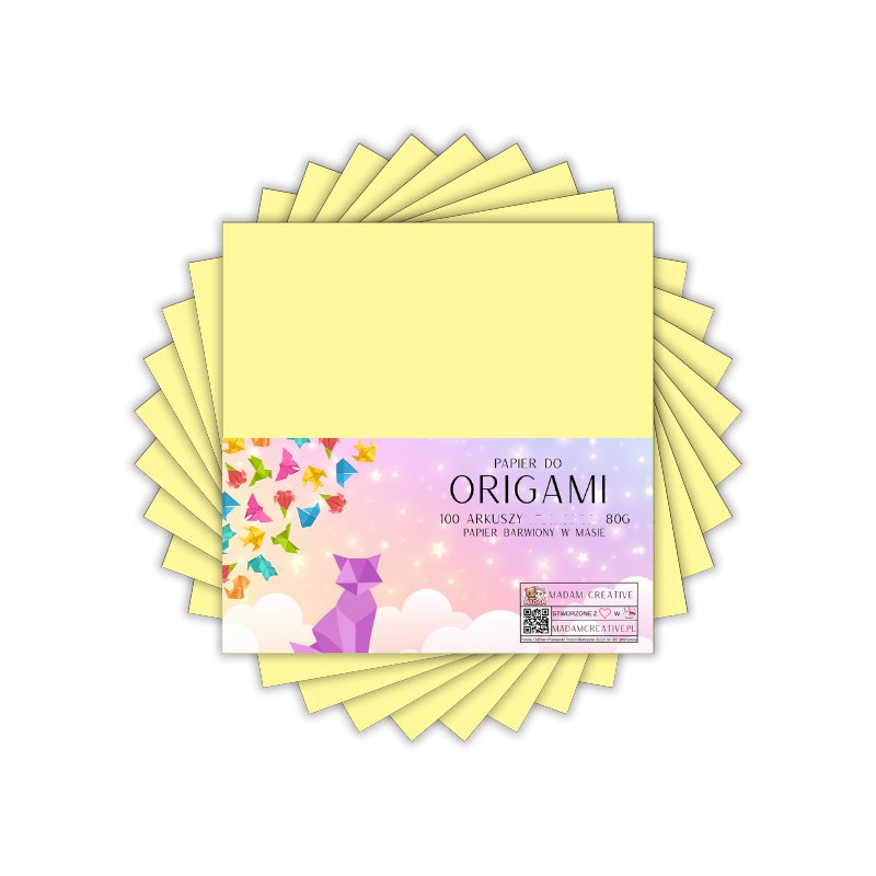 Papier do origami kwadraty 20x20 cm Pastelowy waniliowy żółty 100 ...