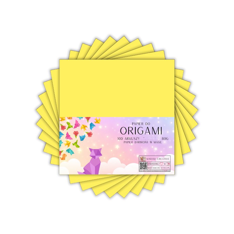 Papier do origami kwadraty 5x5 cm Żółty pastelowy 100 arkuszy, MaDam ...