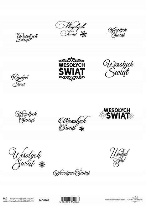 Papier do scrapbookingu A4 - napisy Wesołych Świąt - ITD Collection ...