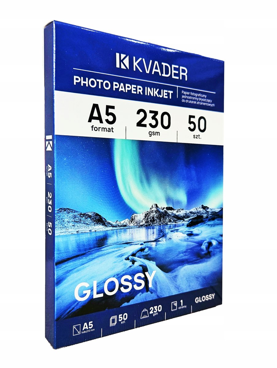 PAPIER DO ZDJĘĆ 15x21 FOTO A5 POŁYSK 230g 50szt do drukarki ...