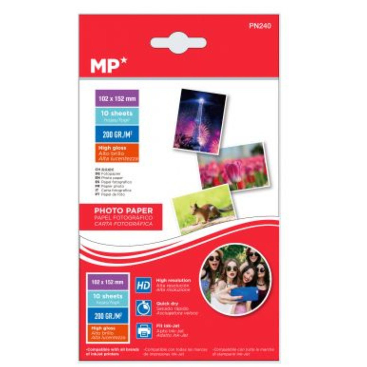 Papier fotograficzny 10x15 Glossy 200g/m 10 arkuszy MP PN240 - MP | Sklep EMPIK.COM