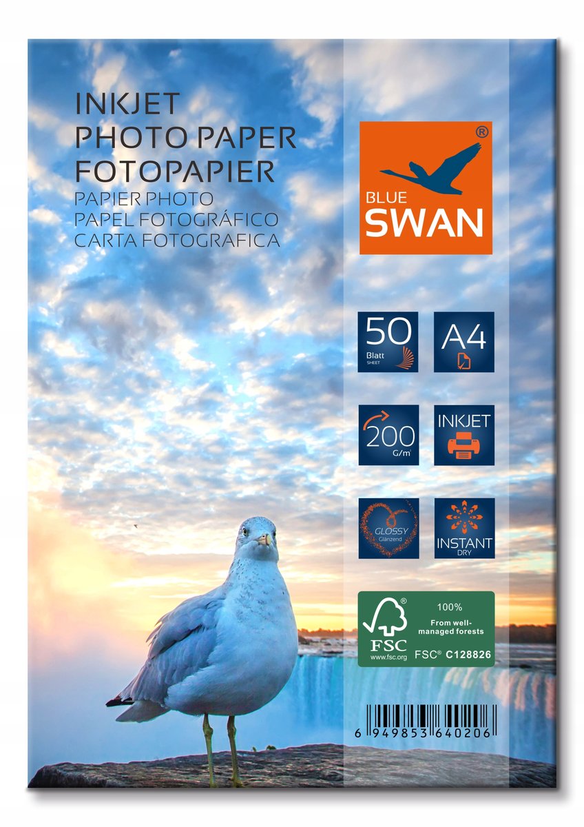Papier fotograficzny błyszczący Blue Swan A4 200 g/m² 50 szt. Premium - Blue Swan | Sklep EMPIK.COM