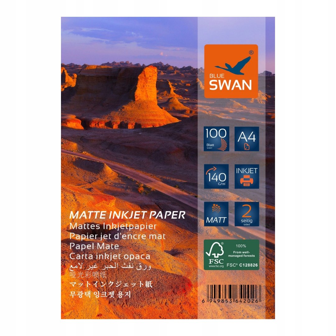 Papier fotograficzny matowy Blue Swan A4 140 g/m² 100szt dwustronny Premium - Blue Swan | Sklep ...