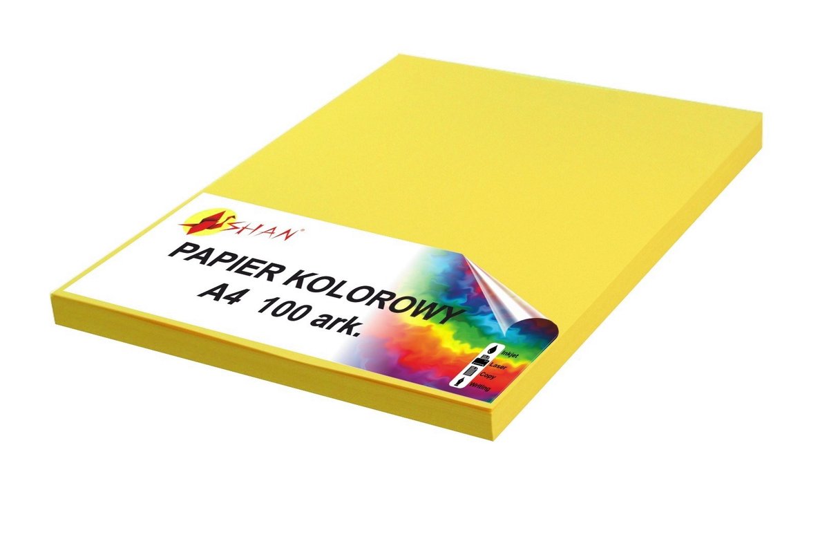 Papier kolorowy A4 100g żółty intensywny v2 100 arkuszy - Shan | Sklep EMPIK.COM