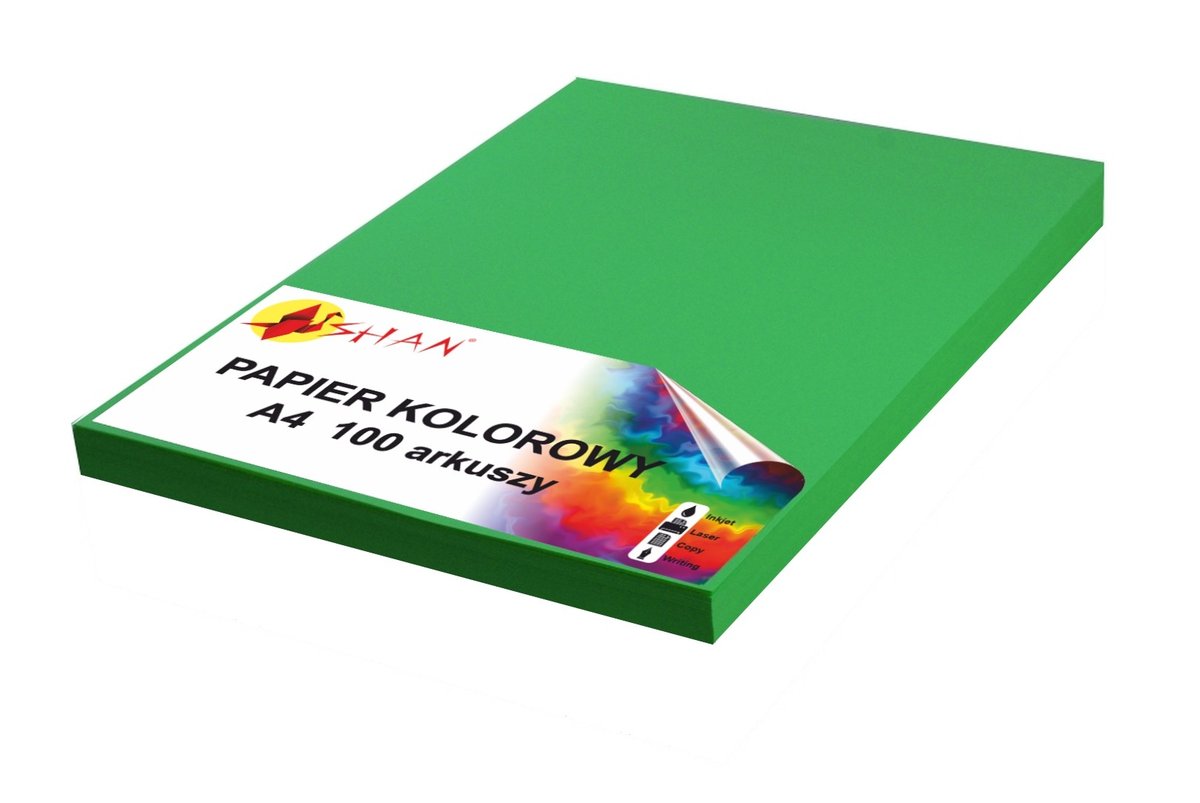 Papier kolorowy A4 120g zielony intensywny 100 arkuszy - Shan | Sklep EMPIK.COM
