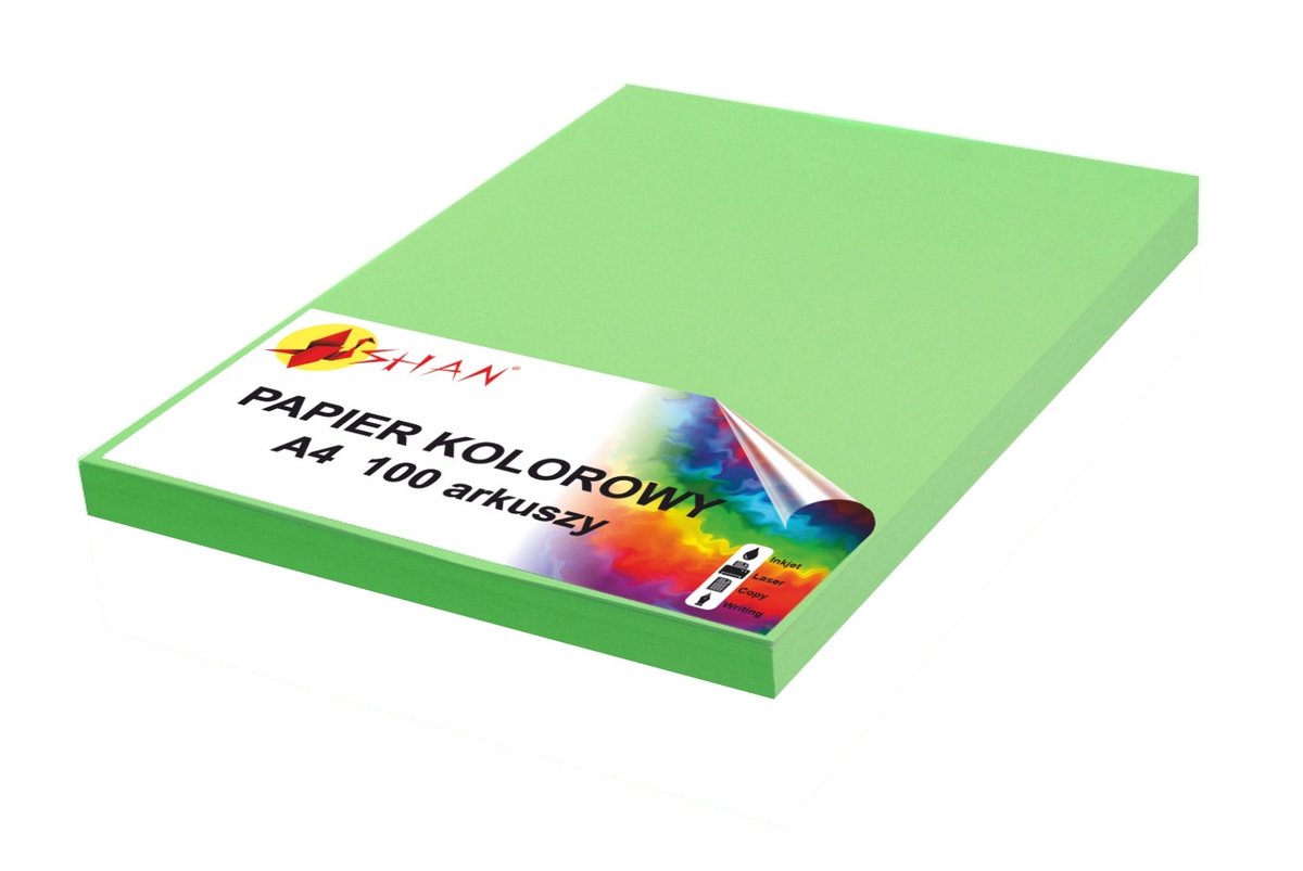Papier kolorowy A4 120g zielony pastel 100 arkuszy - Shan | Sklep EMPIK.COM