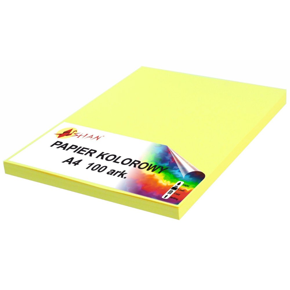 Papier kolorowy A4 80g żółty pastelowy 100 arkuszy - Shan | Sklep EMPIK.COM