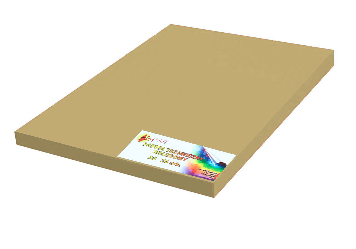 Papier kolorowy techniczny 160-220g A3 brązowy jasny 25 arkuszy - Shan | Sklep EMPIK.COM