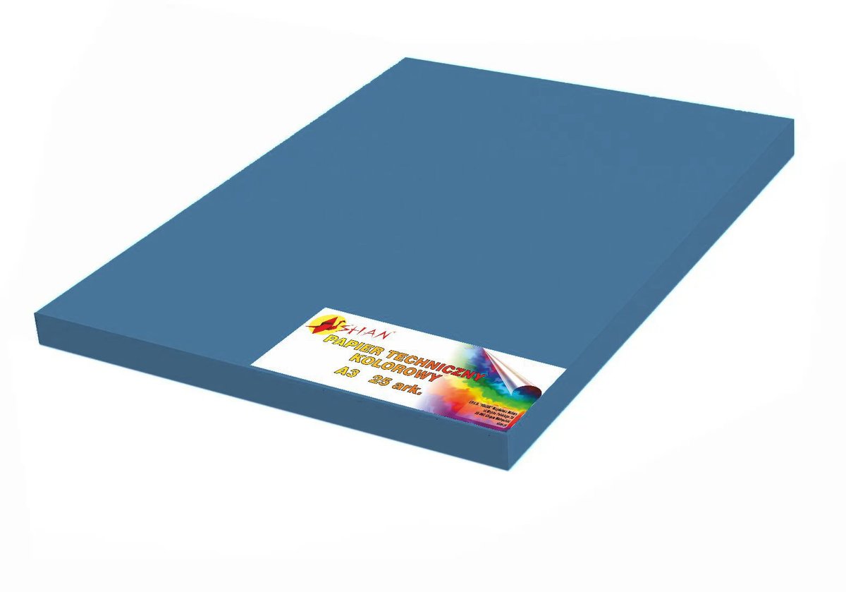 Papier kolorowy techniczny 160-220g A3 niebieski ciemny 25 arkuszy - Shan | Sklep EMPIK.COM