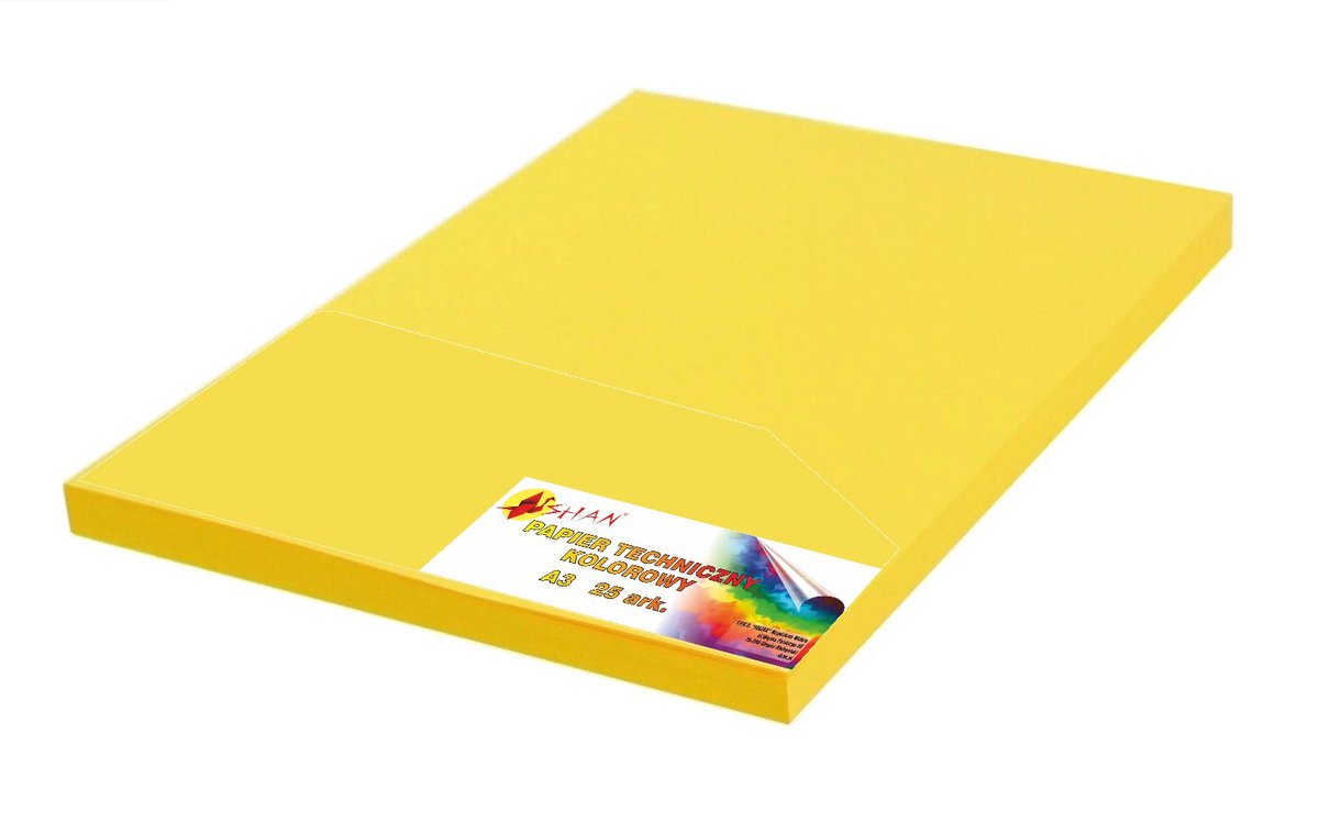 Papier kolorowy techniczny 160-220g A3 żółty 25 arkuszy - Inna marka | Sklep EMPIK.COM