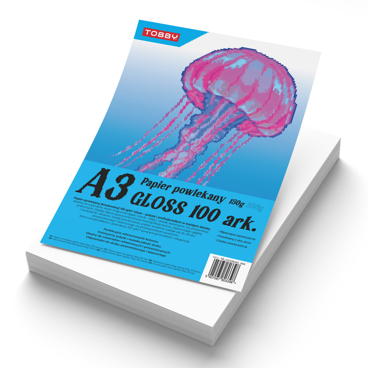 Papier powlekany (kredowany) 150g gloss A3 100 ark. - Tobby | Sklep EMPIK.COM