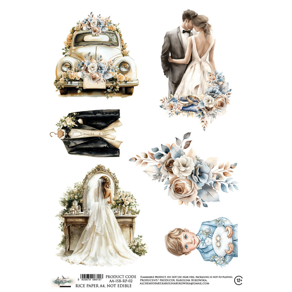 Papier ryżowy do decoupage A4 - Art of Alchemy - In shades of blue ...