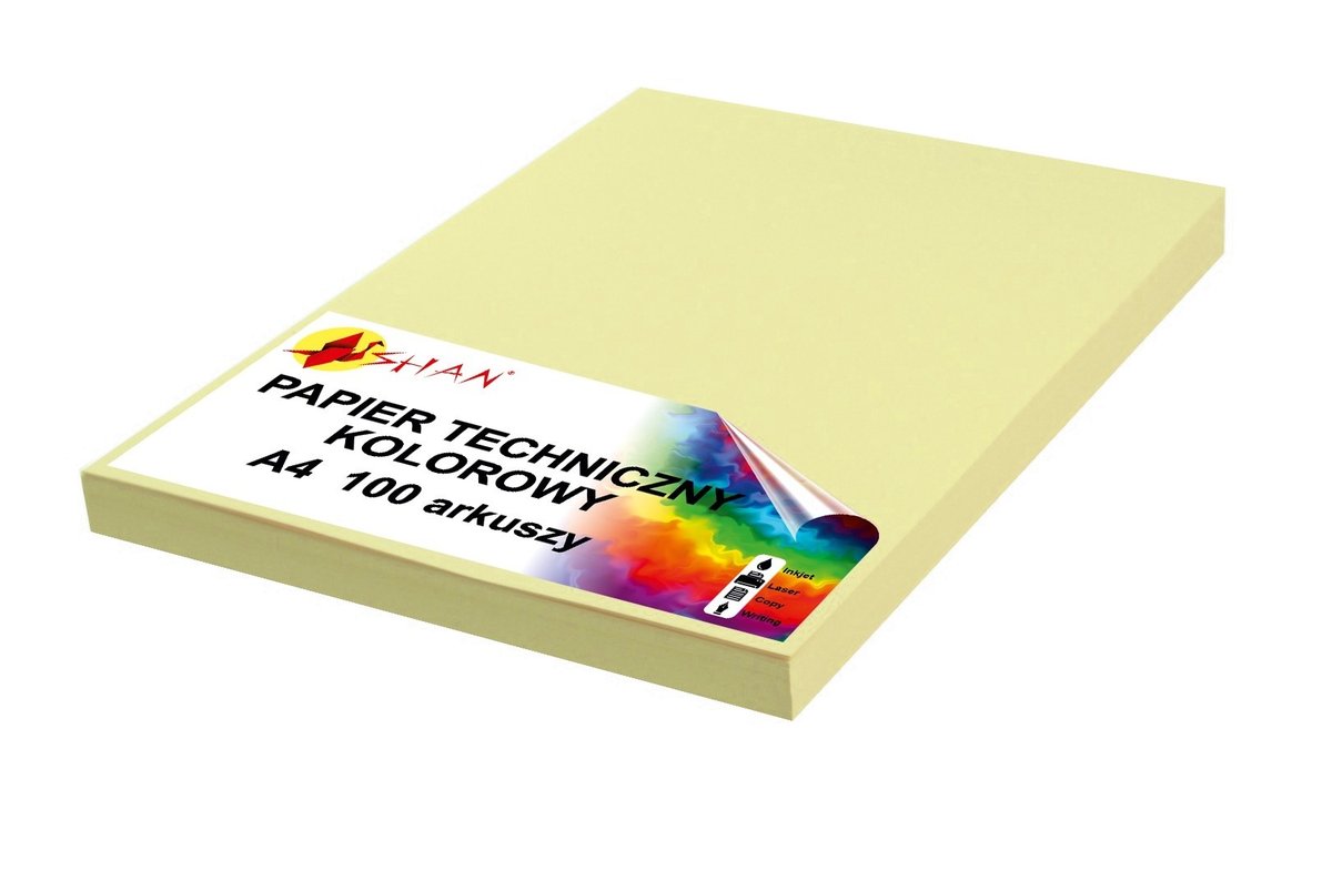 Papier Techniczny A4 120G Żółty Pastel 100 Arkuszy - Shan | Sklep EMPIK.COM