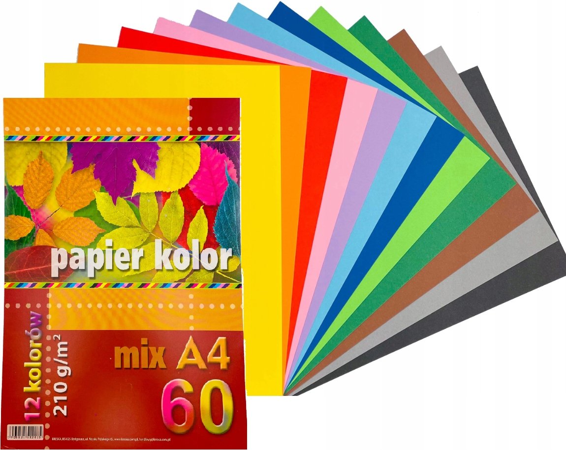 Papier techniczny gruby 210g A4 60 kartek 12 kolorów Kreska - Kreska | Sklep EMPIK.COM