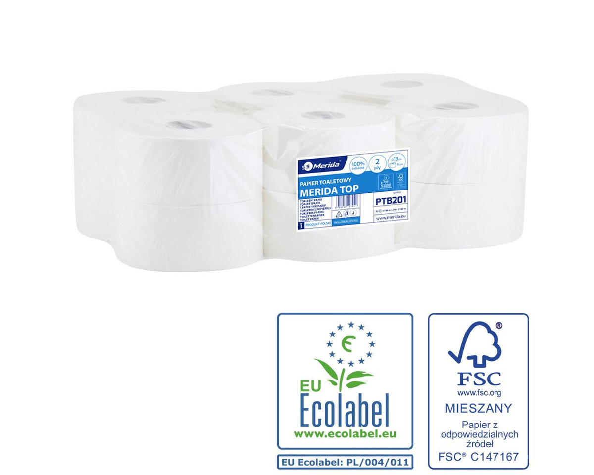 Papier toaletowy Merida TOP PTB201 biały dwuwarstwowy 180 mb - Merida ...