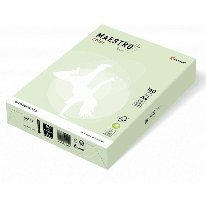 Papier xero A4 160g MAESTRO COLOR GN27 jasna zieleń pastel 250ark ...