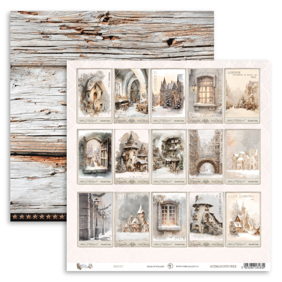 Papiery scrapbookingowe White Whispers Misty UHK Gallery 30 x 30 cm - UHK Gallery | Sklep EMPIK.COM