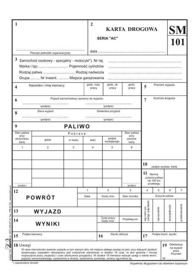 Papirus, Karta drogowa z Nnumeratorem Sm 101, A5 - PAPIRUS | Sklep ...