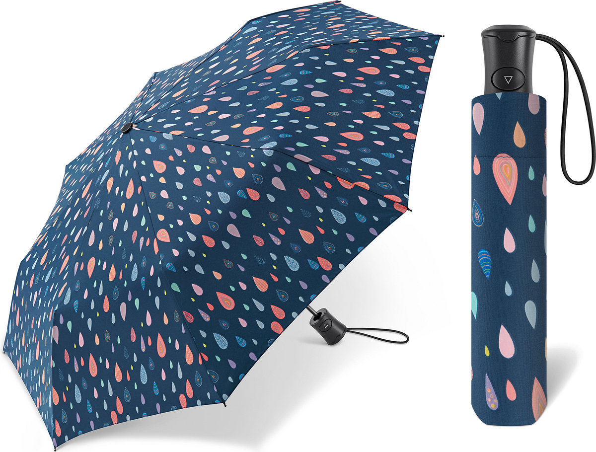 Parasol automatyczny Happy Rain Essentials Mini Drops Granatowy - Happy Rain | Moda Sklep EMPIK.COM