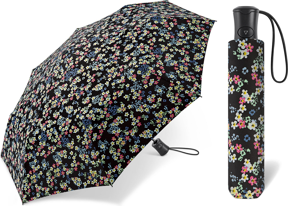 Parasol automatyczny Happy Rain Essentials Mini Milefleurs Czarny - Happy Rain | Moda Sklep ...