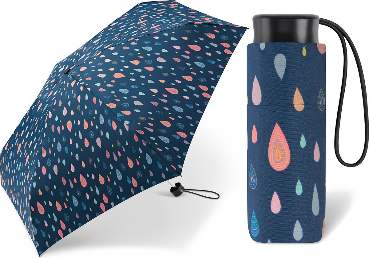 Parasol Happy Rain Essentials Ultra Mini Drops Granatowy - Happy Rain | Moda Sklep EMPIK.COM