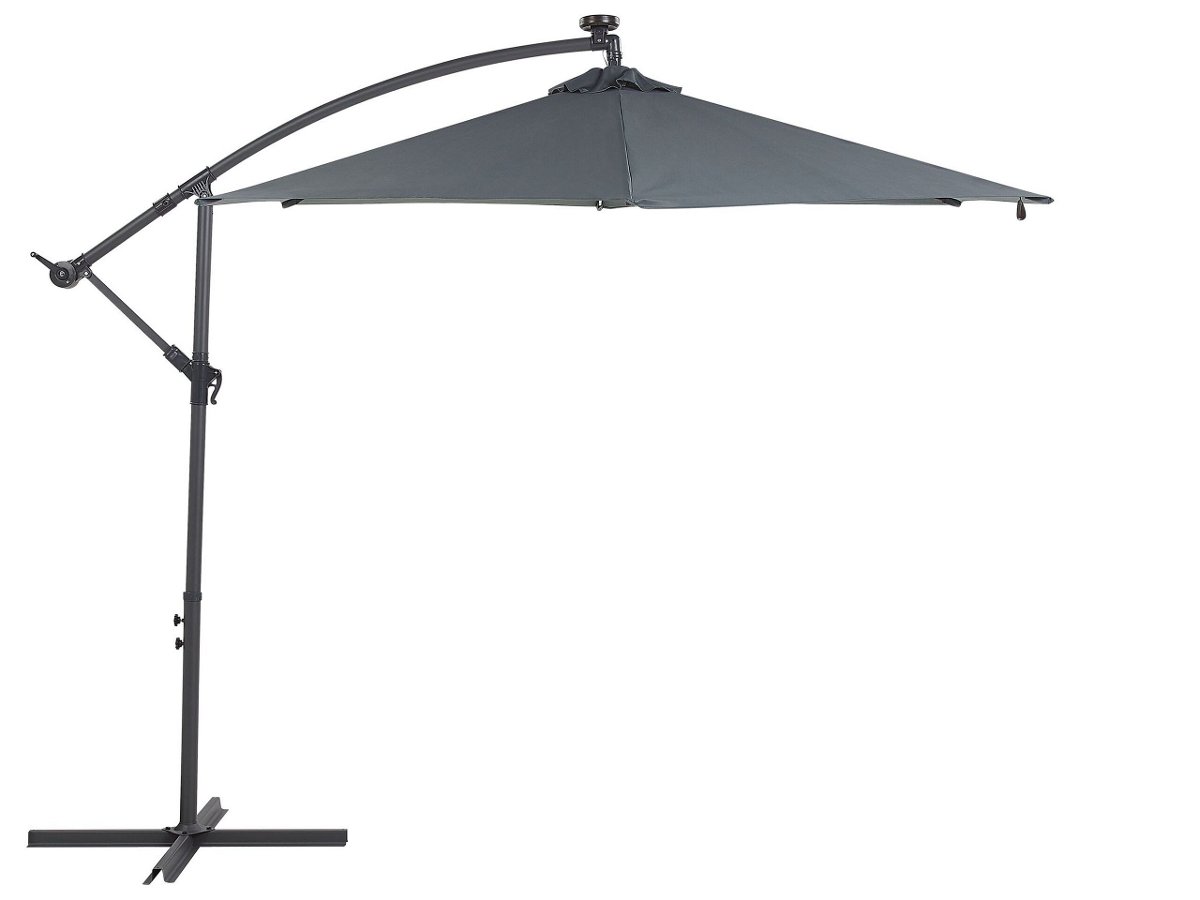 Parasol ogrodowy LED ø 285 cm szary CORVAL - Beliani | Sklep EMPIK.COM