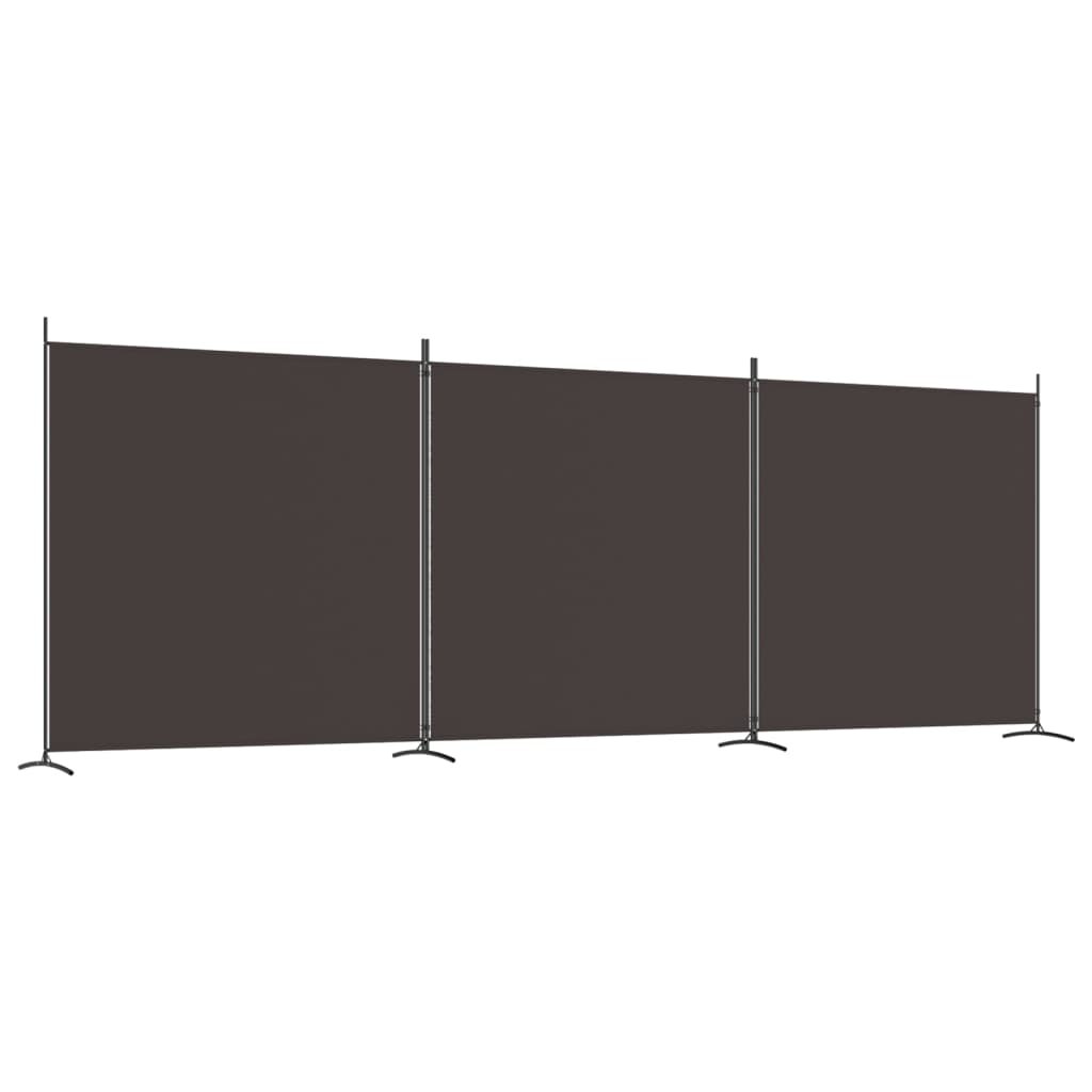 Parawan 3-panelowy z tkaniny i żelaza, brązowy, 525x180 cm / AAALOE ...