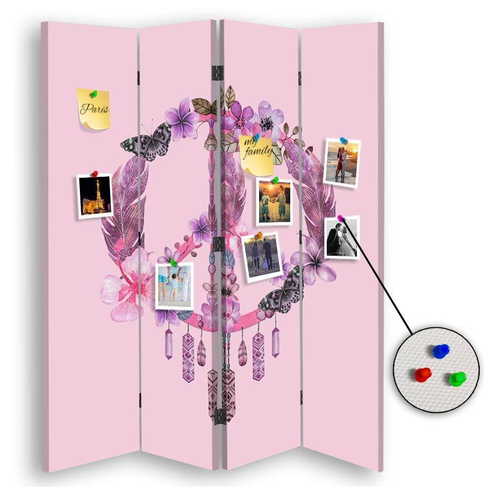 Parawan pokojowy FEEBY, Boho łapacz snów kwiaty, Dwustronny PIN ...