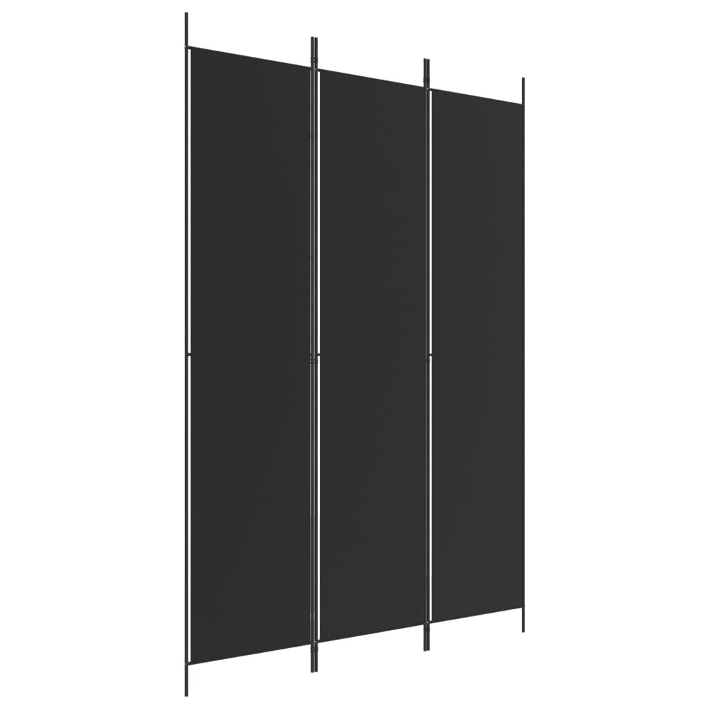 Parawan Pokojowy Składany z Tkaniny, 3-Panelowy, Czarny, 150x220 cm ...