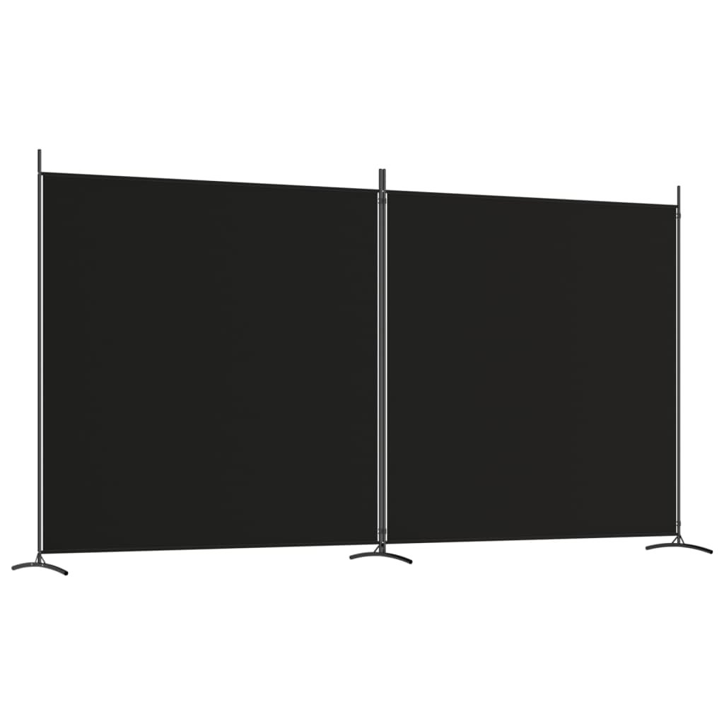 Parawan składany czarny 2-panelowy, tkanina i żelazo, 348x180 cm ...