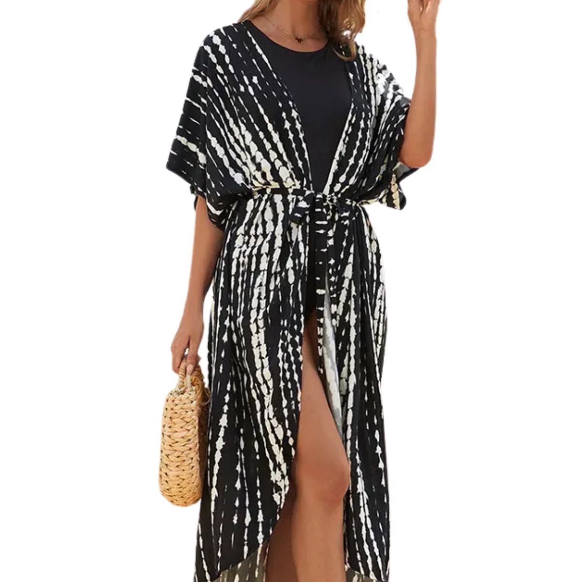 Pareo długa narzutka plażowa tunika z paskiem - Luvu | Moda Sklep EMPIK.COM