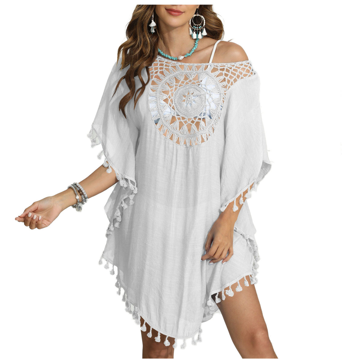 Pareo plażowe sukienka tunika boho frędzle - Luvu | Moda Sklep EMPIK.COM