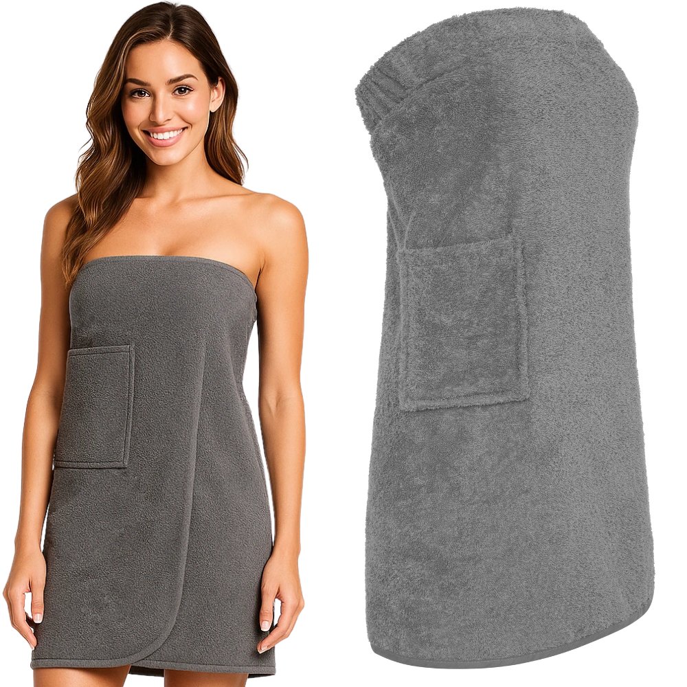 PAREO SZARE DO SAUNY NA PLAŻĘ RĘCZNIK KĄPIELOWY DLA KOBIET DAMSKI SPA L ...