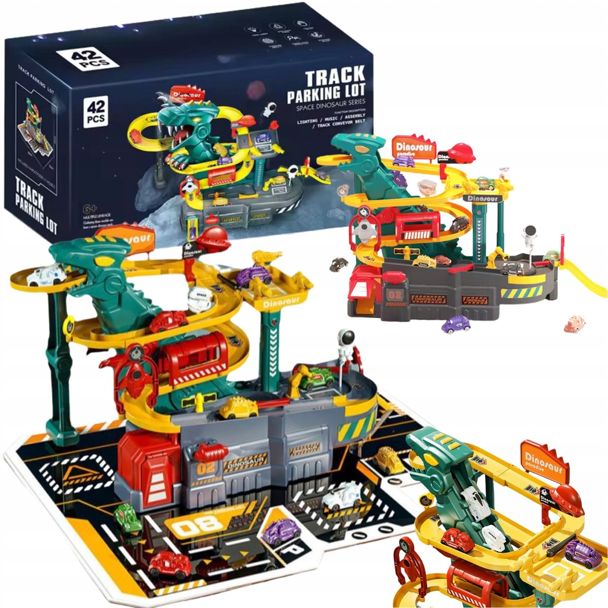 Parking Tor Samochodowy Z Dinozaurem I Motywem Kosmosu Światła I ...