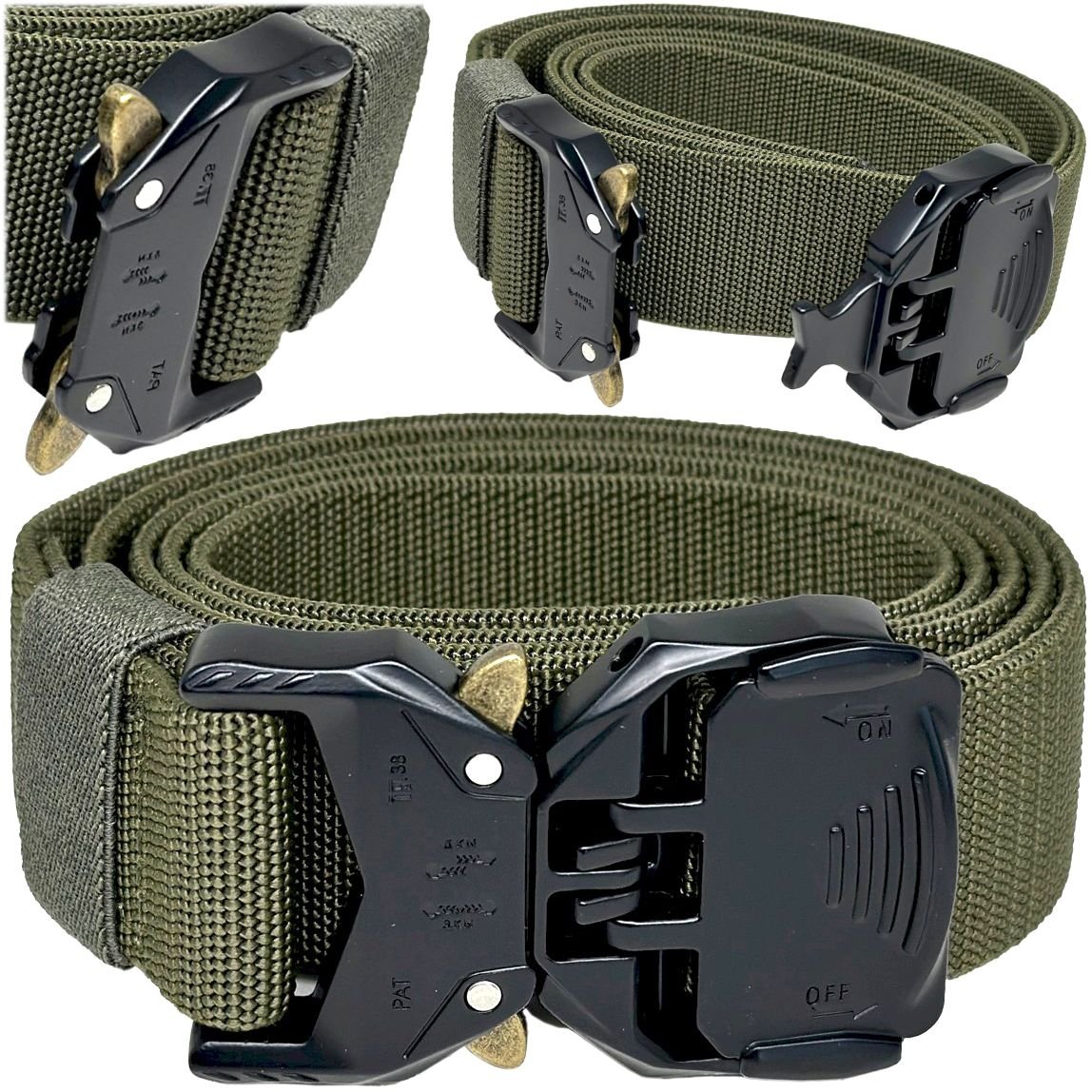 PAS WOJSKOWY PASEK TAKTYCZNY TEXAR KRYPTON KM-23 r. OLIVE r. L 130cm ...