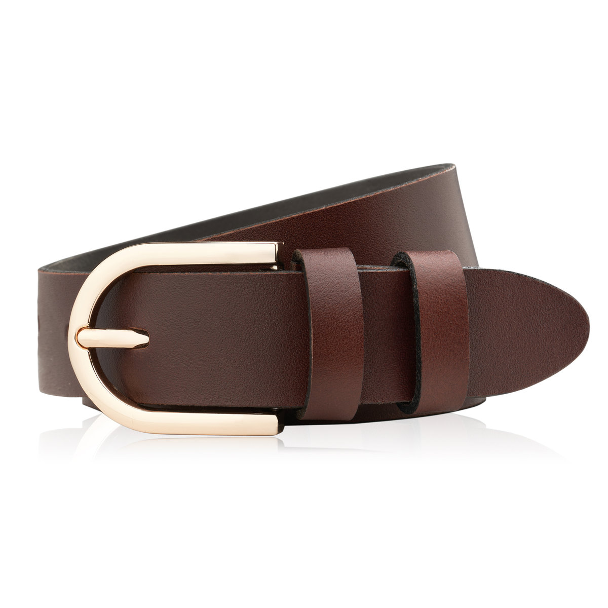 PASEK DAMSKI SKÓRZANY BRĄZOWY 110 CM ZE ZŁOTĄ KLAMRĄ PAOLO PERUZZI PG ...