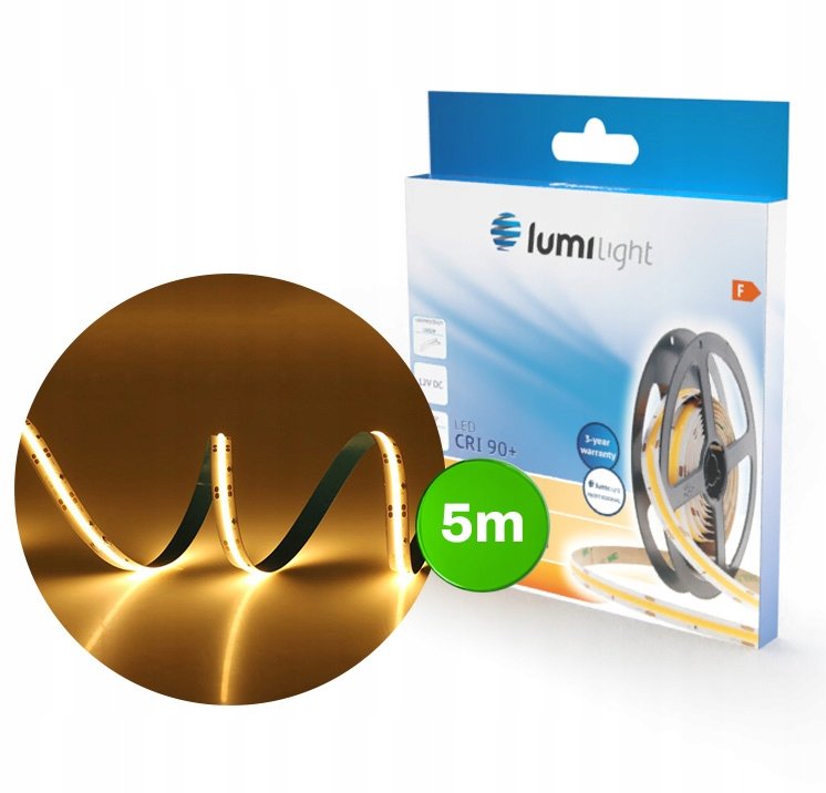 Pasek Taśma Led Cob Ciepła Barwa Neon 48W 12V Ip65 5M Ll6563 Lumilight - Lumilight | Sklep EMPIK.COM