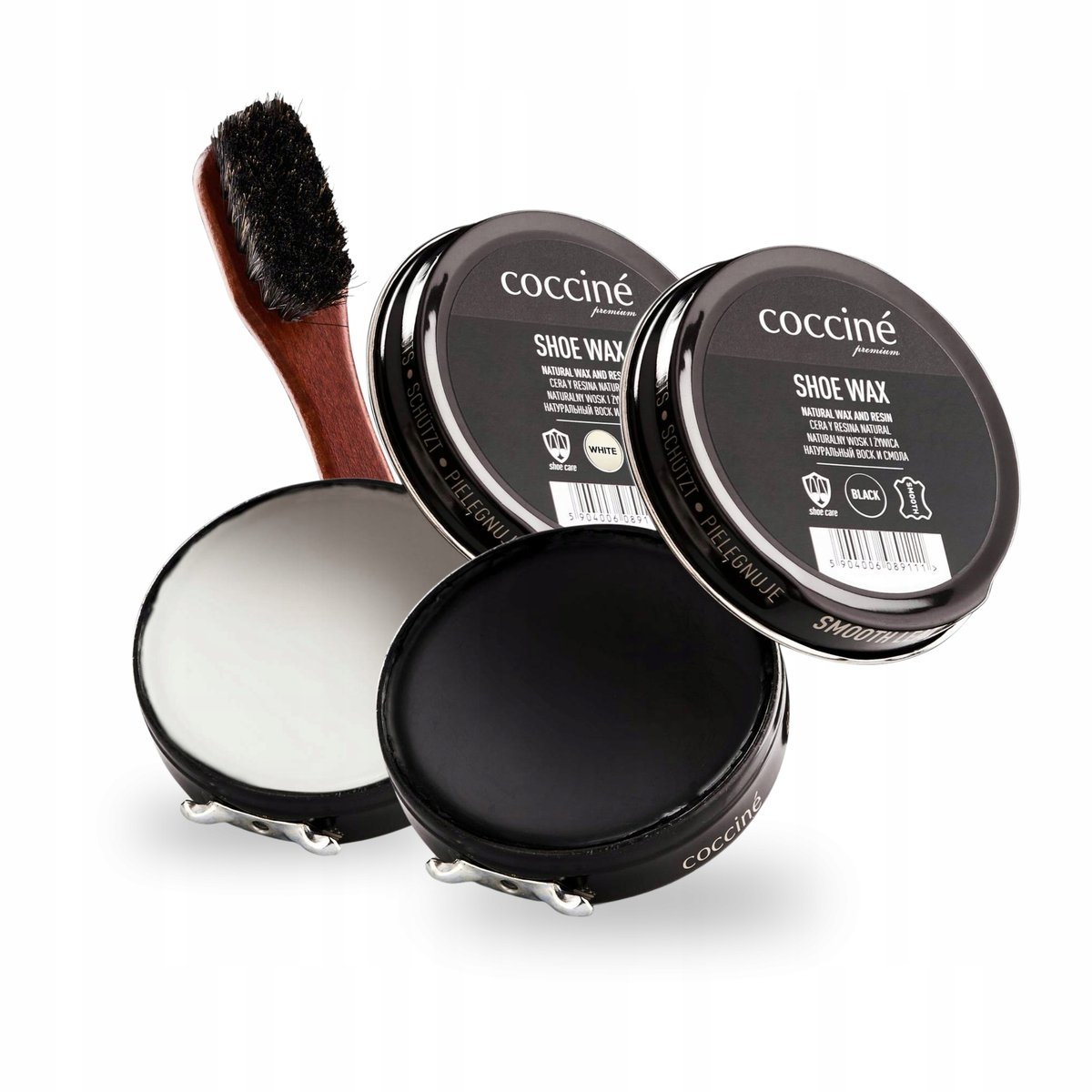 Pasta do Butów Czarna Szczotka Mazak Pasta Bezbarwna Zestaw Coccine 3w1 ...