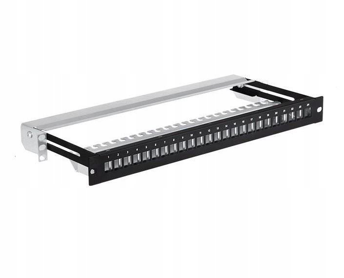Patch panel keystone RACK 19" 1U, 24 porty, FTP, STP, wysuwany ...