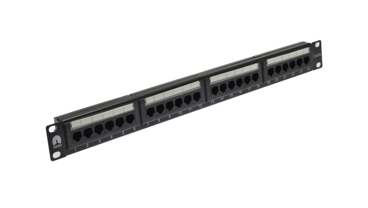 Patch panel rack 19 kat.5e 24p utp 1u czarny neku - NEKU POLSKA | Sklep ...