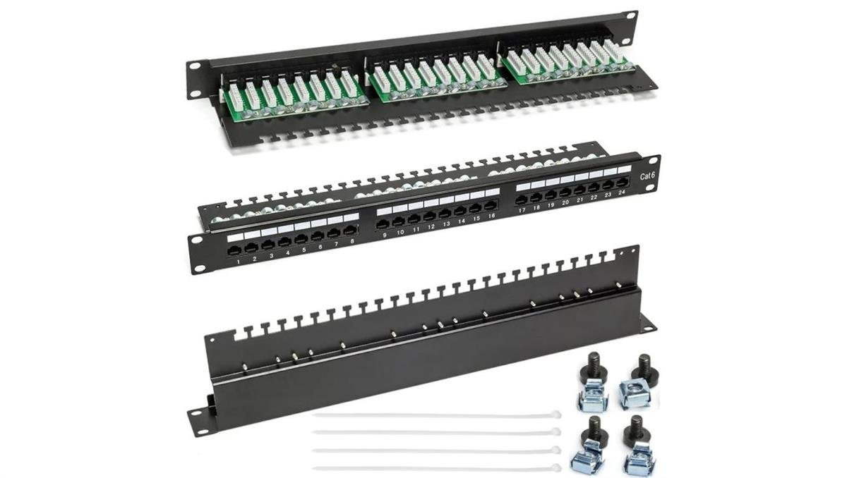 Patch panel rack 19 kat.6 24p utp z păłĺ‚kä… 1u czarny - SPEC KABLE ...