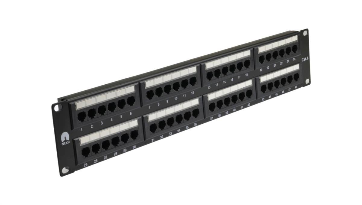 Patch panel rack 19 kat.6 48p utp 2u czarny neku - NEKU POLSKA | Sklep ...