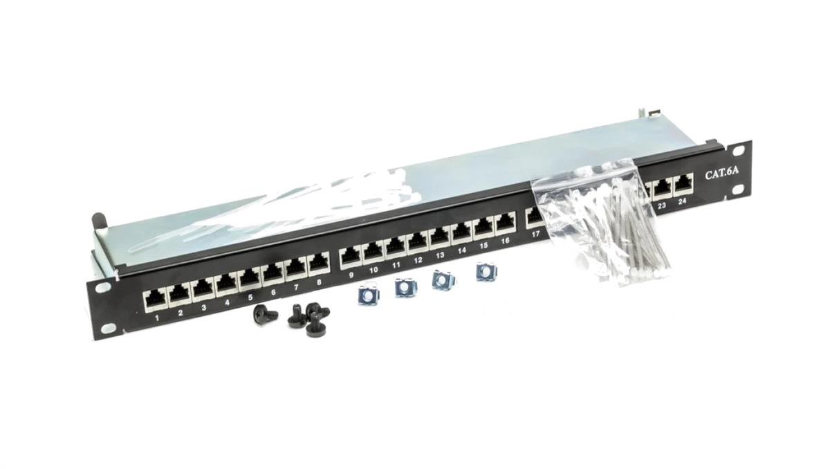 Patch panel rack 19 kat.6a 24p ftp z păłĺ‚kä… 1u czarny - SPEC KABLE ...