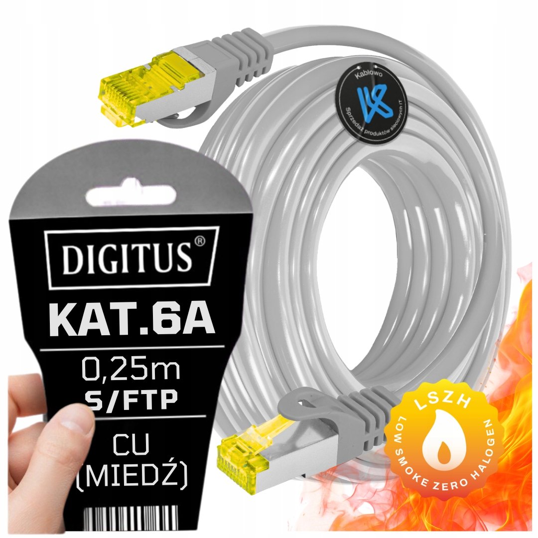 PATCHCORD KABEL KAT.6A PRZEWÓD LAN CAT S/FTP CU RJ45 ETHERNET 0,25M ...