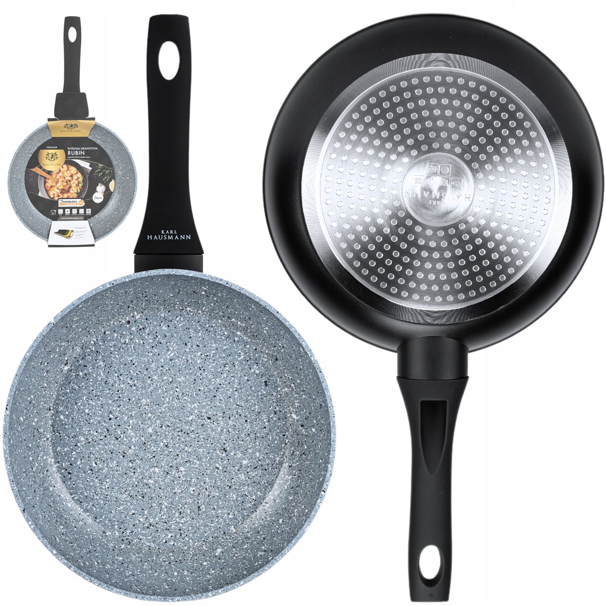 Patelnia 24 Cm Granitowa Powłoka Greblon Non-Stick Patelnie - KARL ...