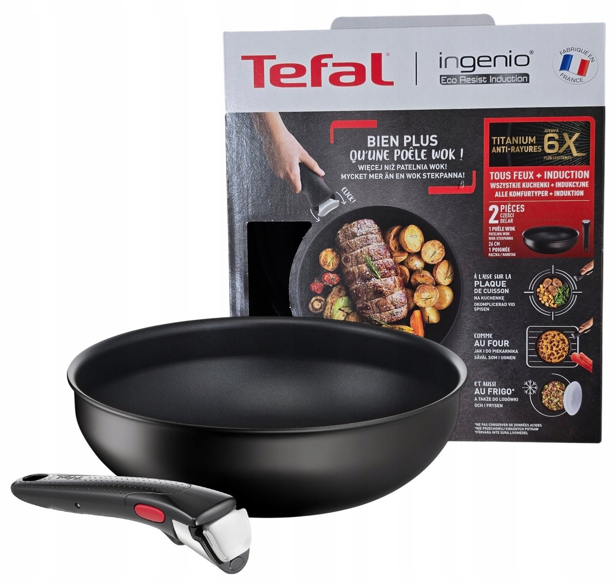 PATELNIA TEFAL WOK 26CM ECORESIST INGENIO z rączką INDUKCJA - Inna marka | Sklep EMPIK.COM